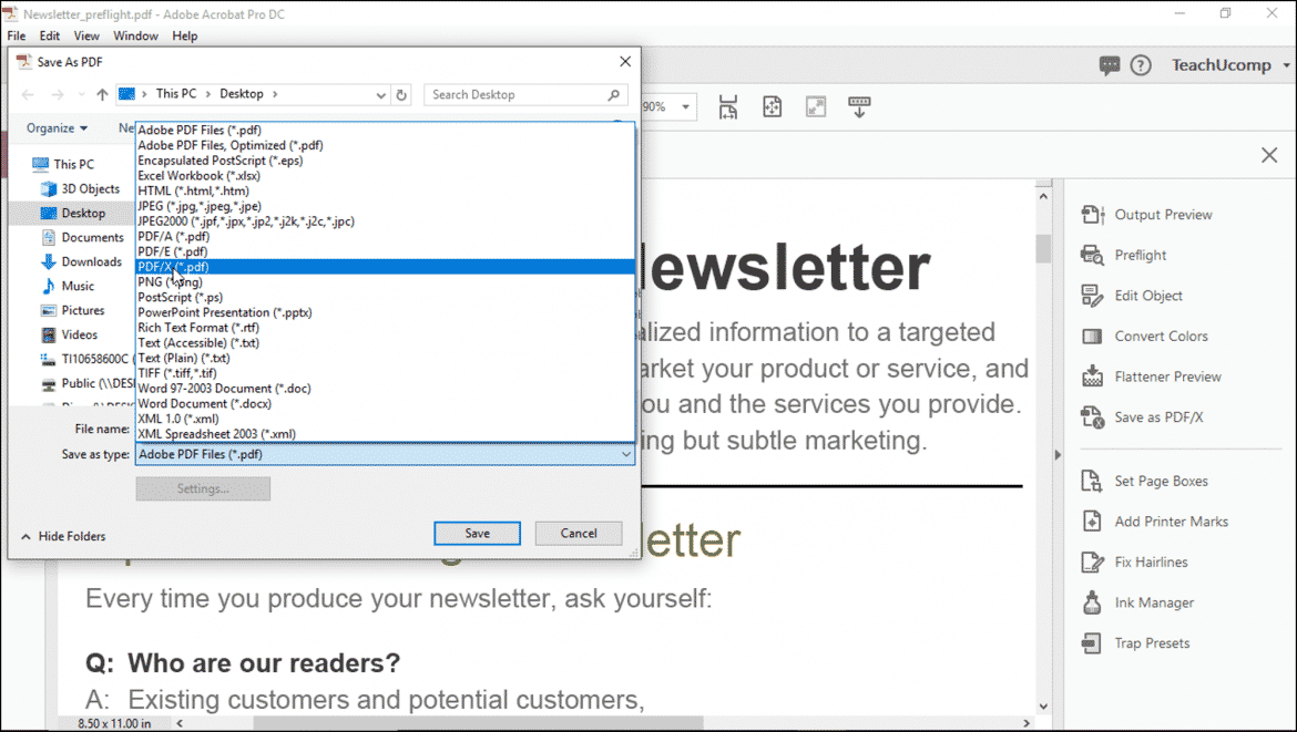 Create a Standards-Compliant PDF in Acrobat - Instructions