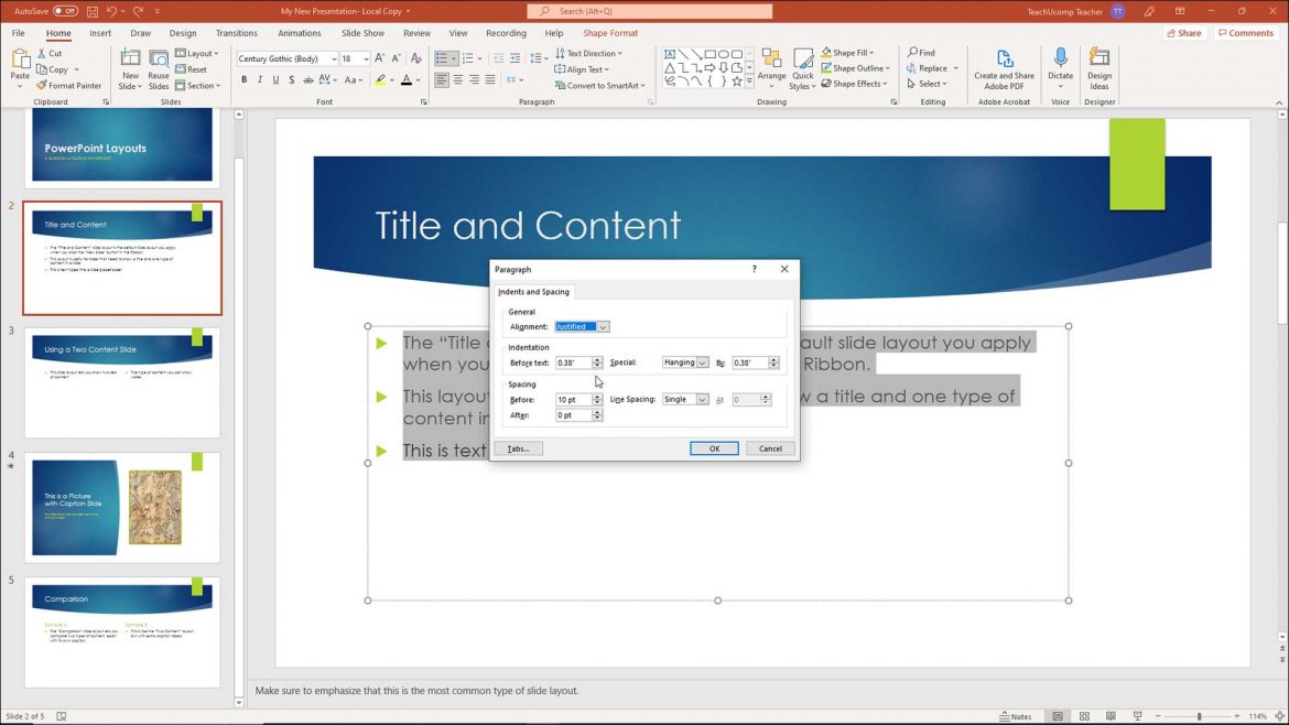 Format Paragraphs in PowerPoint - Instructions - TeachUcomp, Inc.