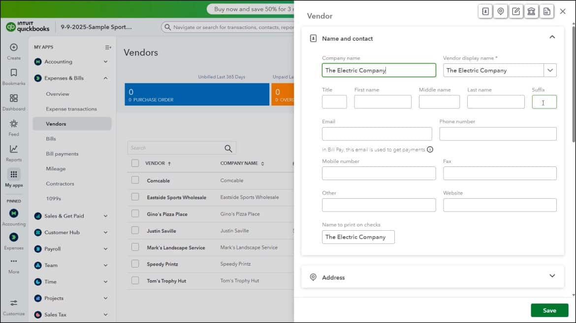 How to Add New Vendors in QuickBooks Online