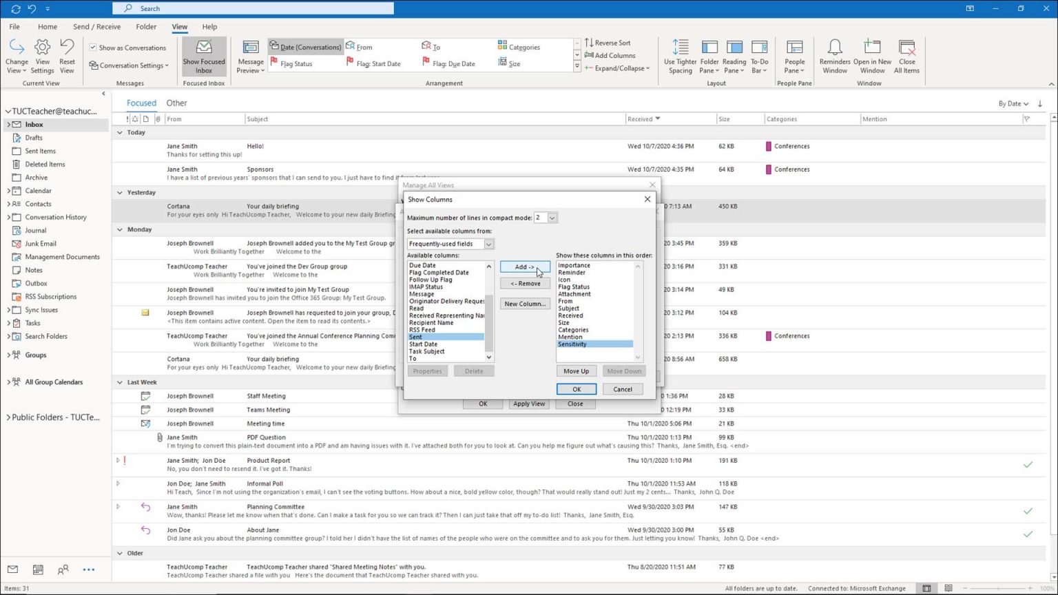 Changing the Inbox View in Outlook - Instructions and Videos