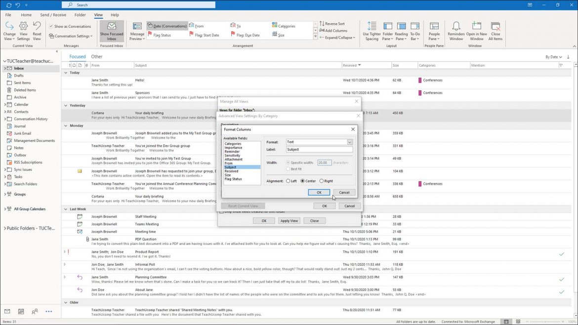 Changing the Inbox View in Outlook - Instructions and Videos