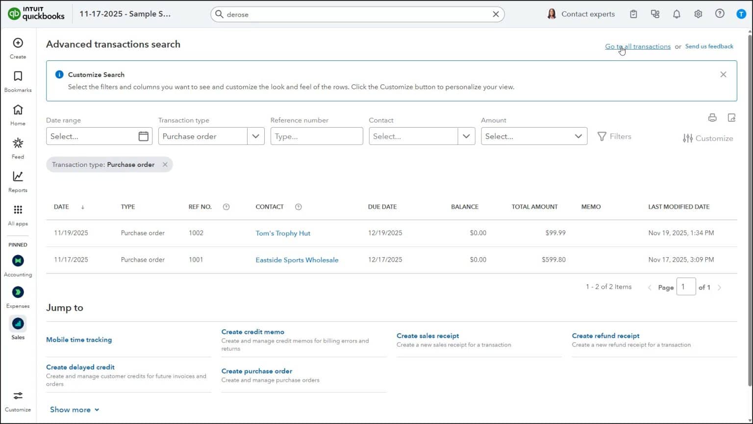 How to Find a Transaction in QuickBooks Online