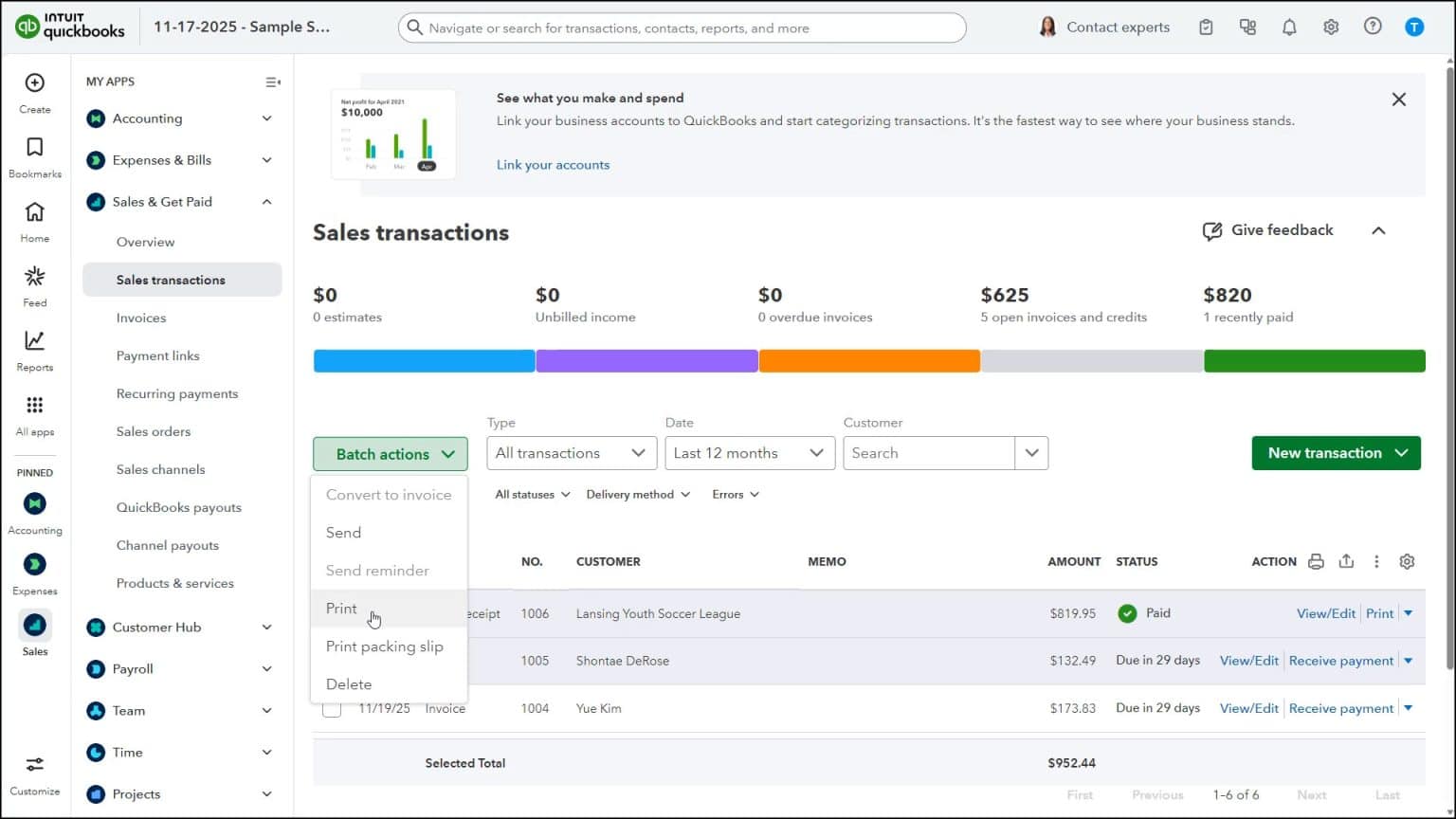 How to Print Sales Forms in QuickBooks Online