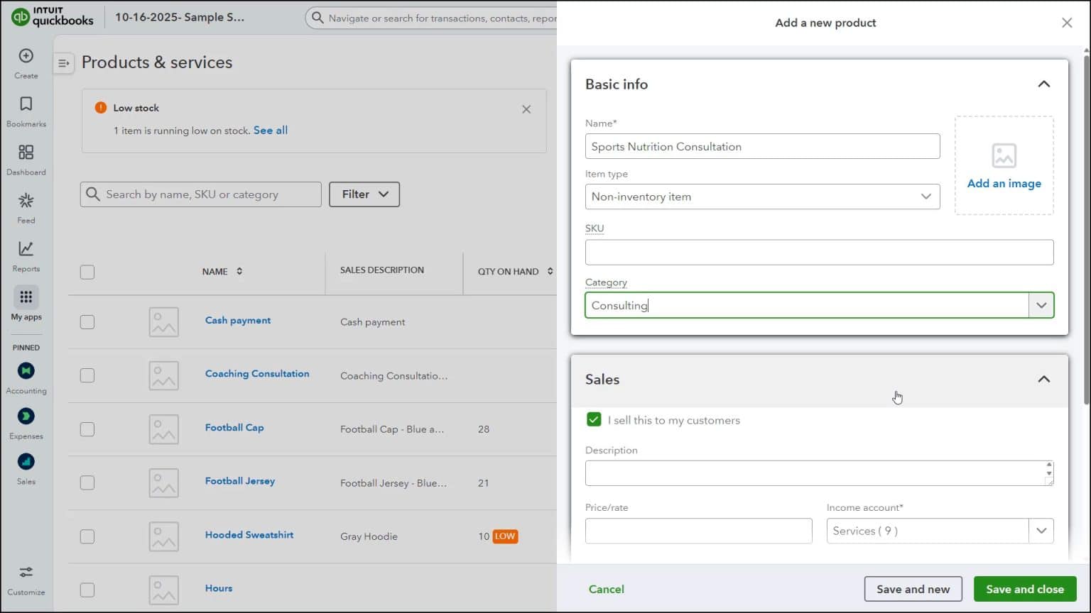 Create a Non-inventory or Service Item in QuickBooks Online