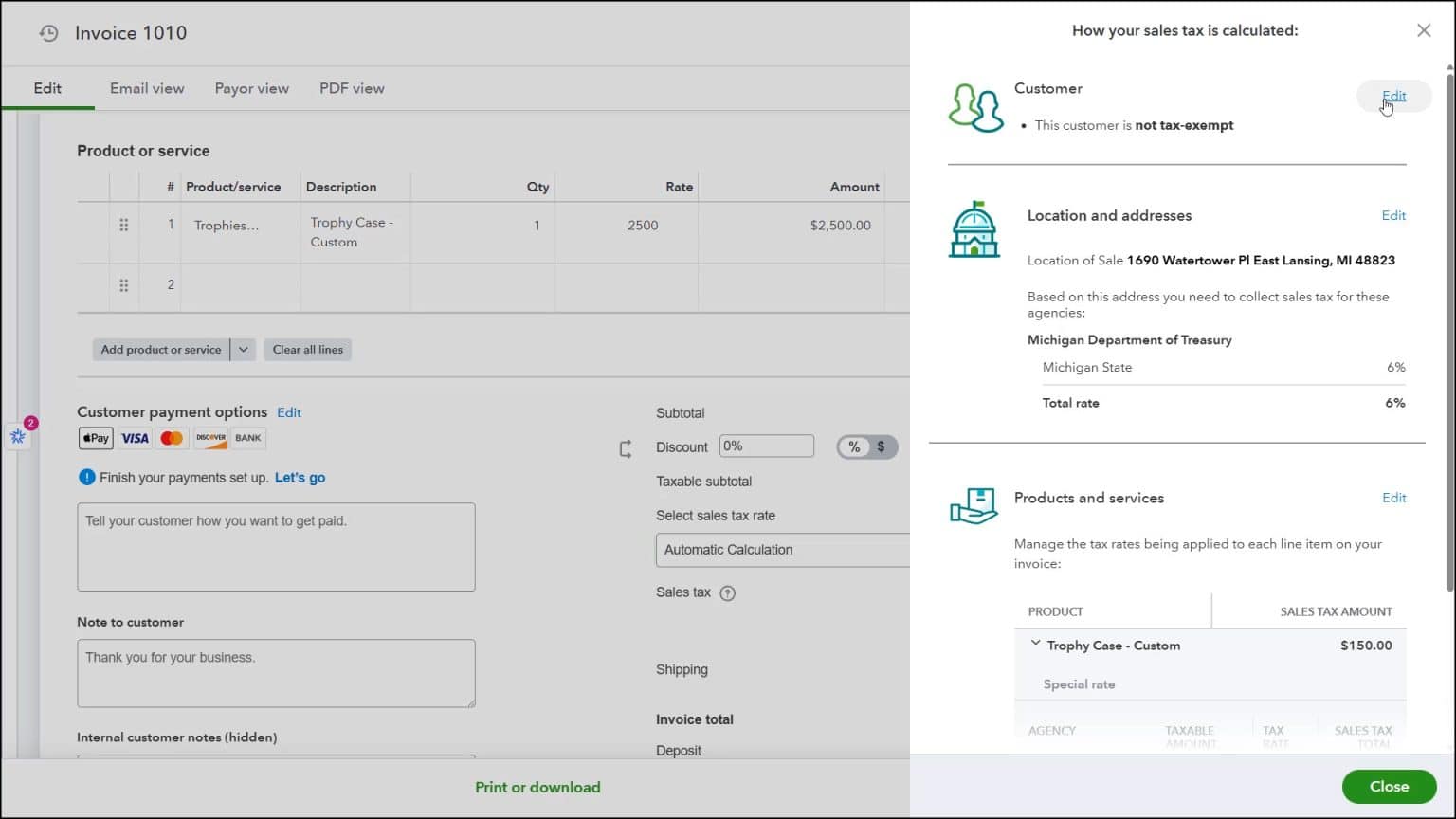 How to Change Sales Tax in Sales Forms in QuickBooks Online