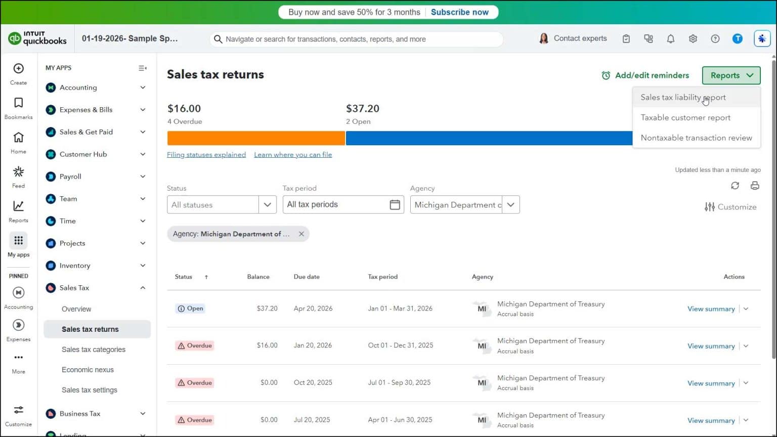 How to Run Sales Tax Reports in QuickBooks Online