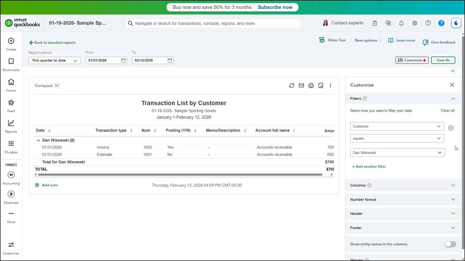 How to Create Customer and Vendor QuickReports in QuickBooks Online
