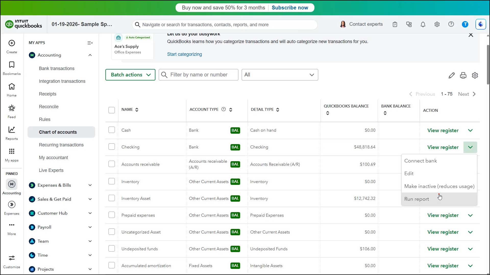 How to Create Account QuickReports in QuickBooks Online