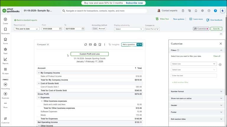 How to Customize a Report in QuickBooks Online - Instructions