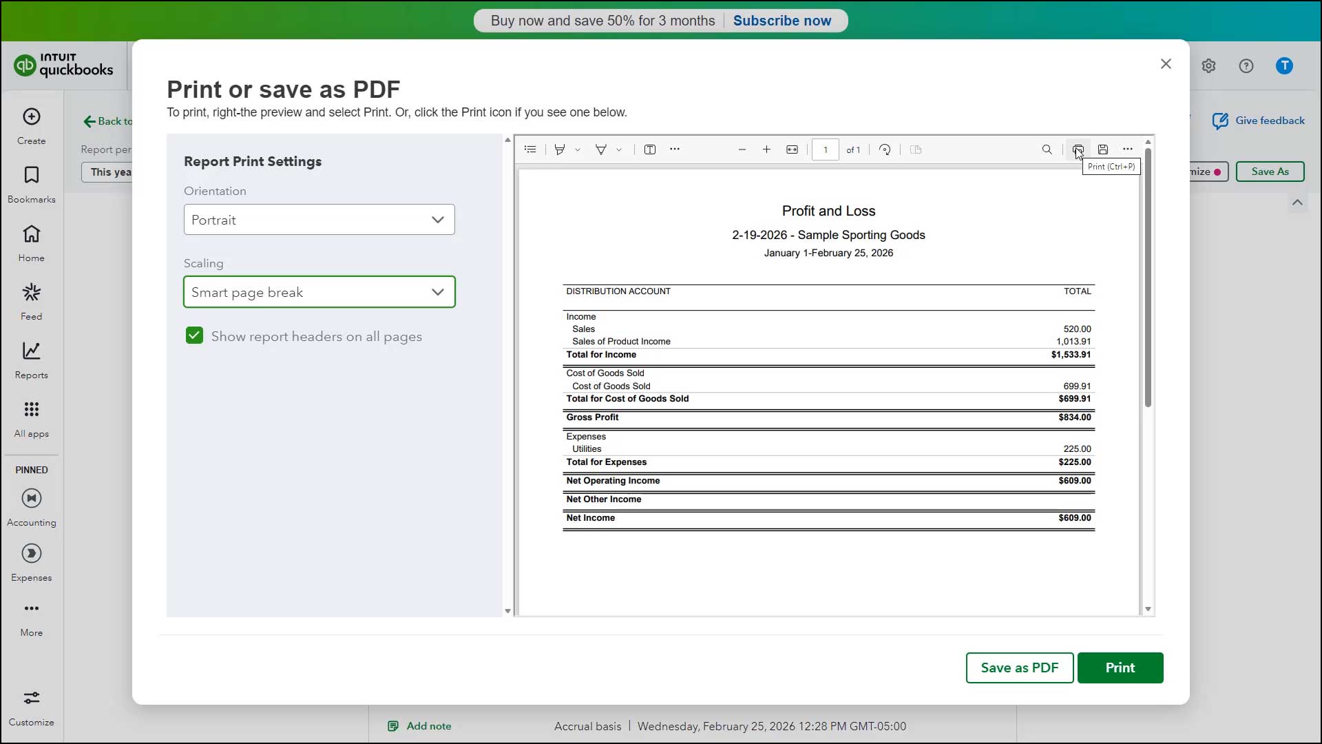 How to Email, Print, and Export Reports in QuickBooks Online