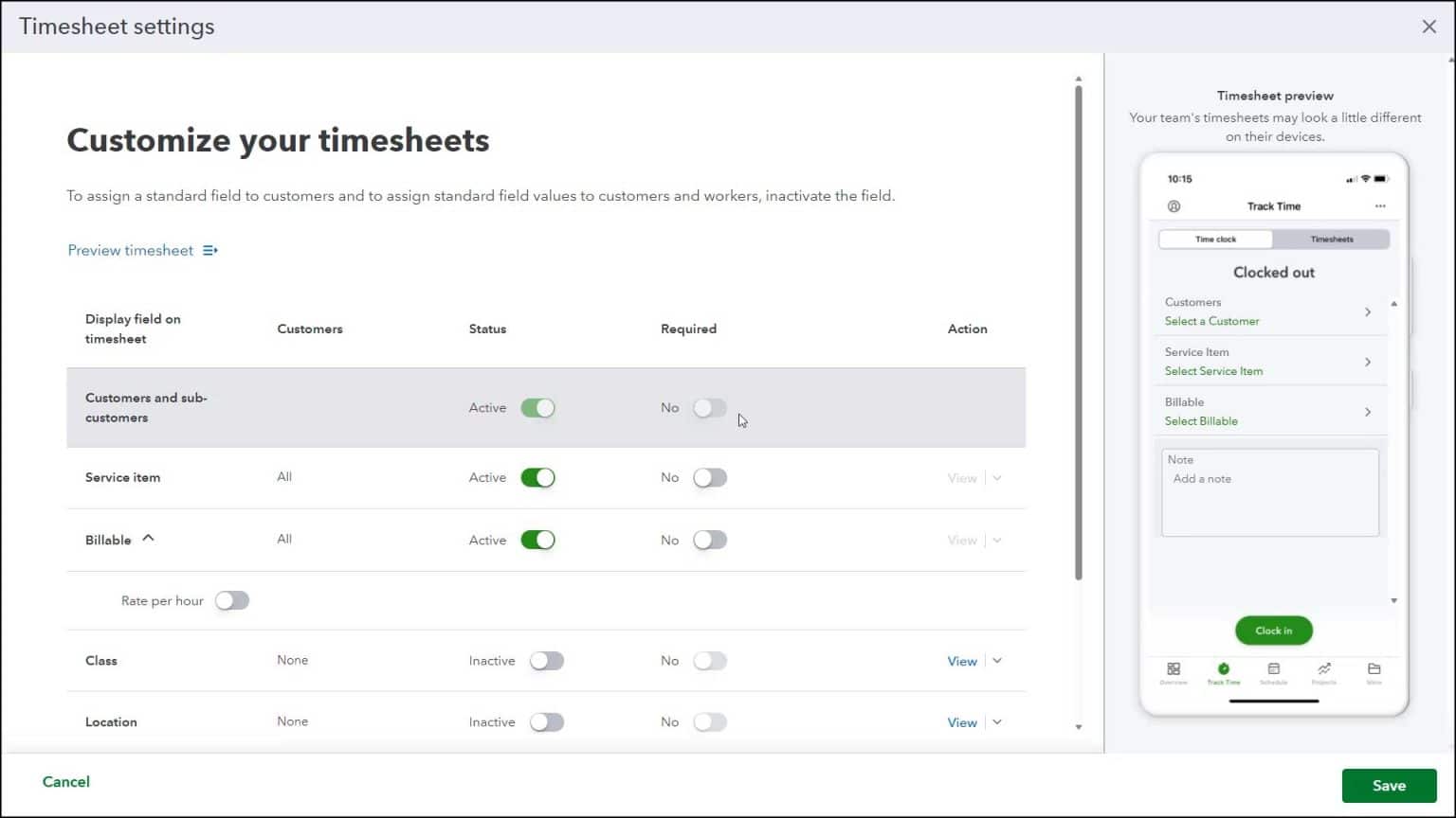 Timesheet Preferences in QuickBooks Time and QuickBooks Online