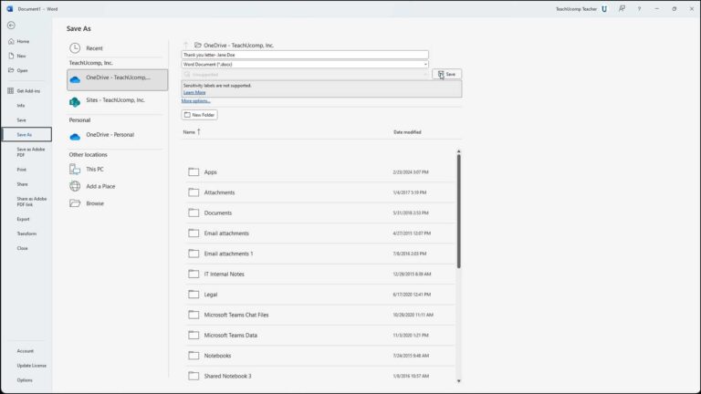 How to Save a Word Document - TeachUcomp, Inc.