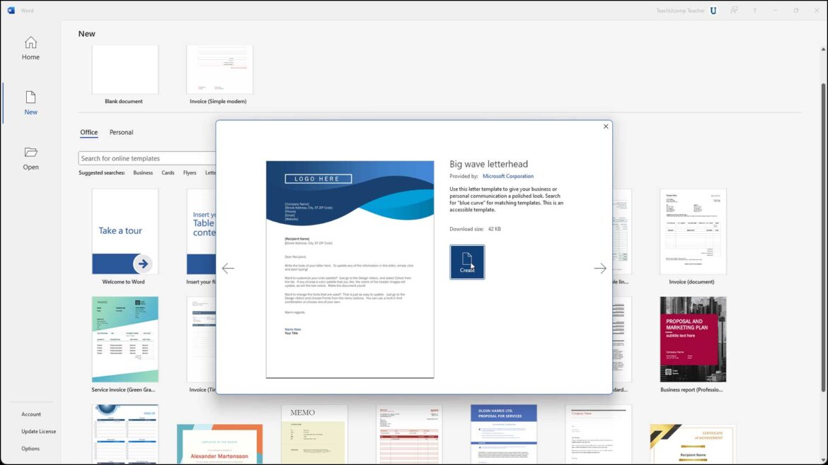 How to Create a New Word Document - TeachUcomp, Inc.