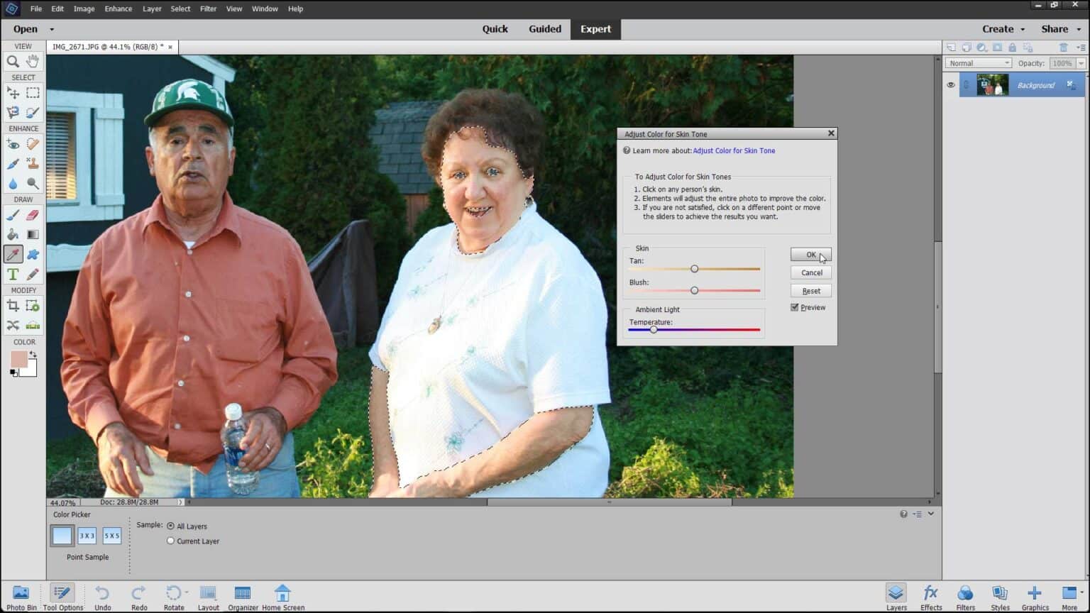Adjust Skin Tone in Photoshop Elements - Instructions