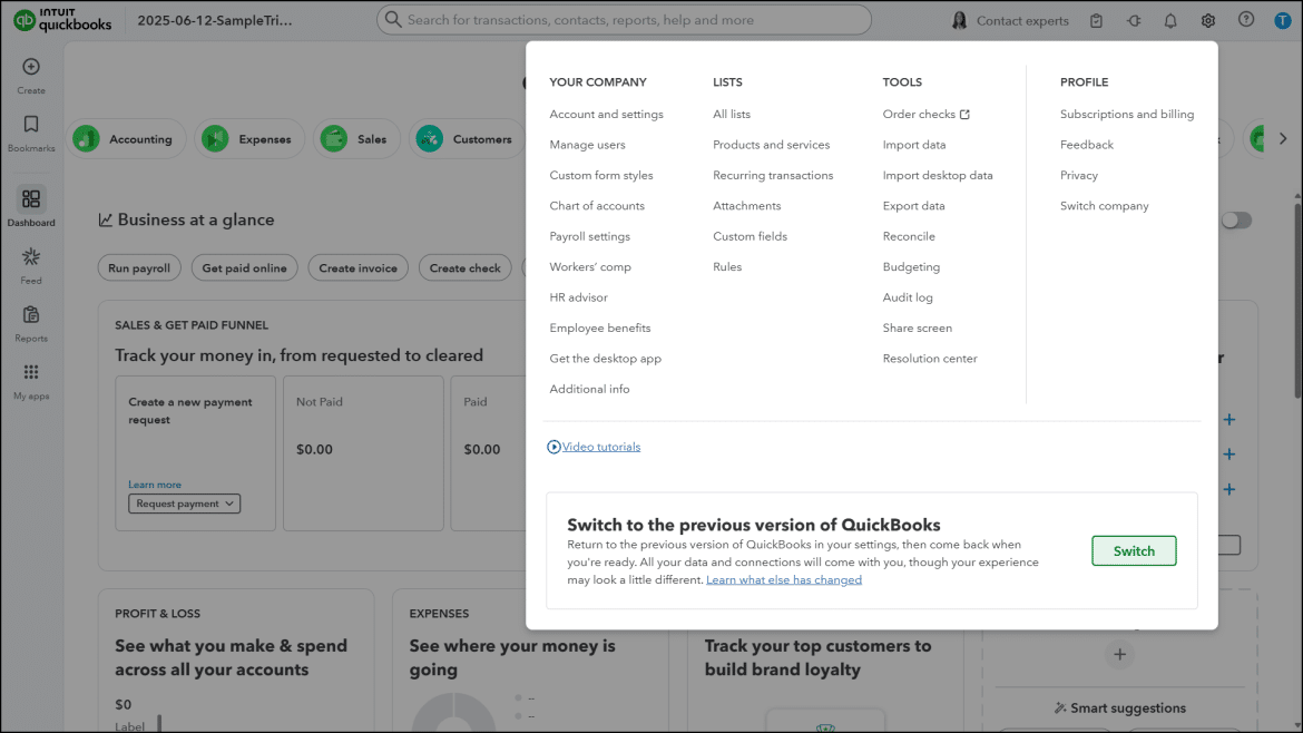 User Interface Changes in QuickBooks Online - Video and Help