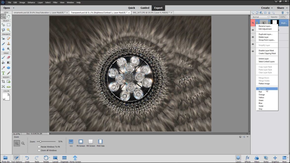Layer Colors in Photoshop Elements - Instructions