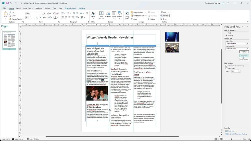 Use Find and Replace in Publisher- Instructions - TeachUcomp, Inc.