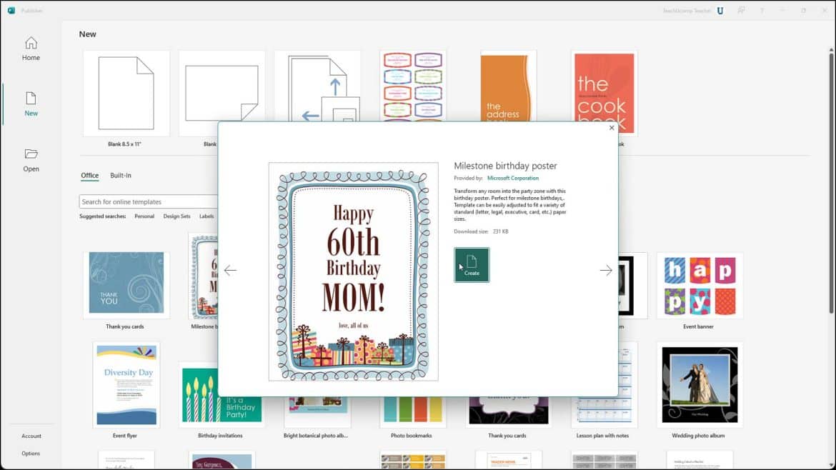 Create a New Publication in Publisher- Instructions