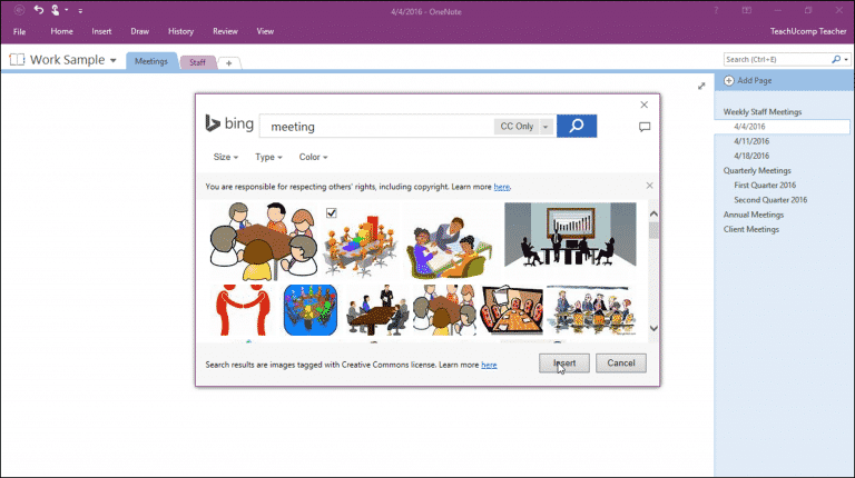 Add Pictures to OneNote Pages- Instructions and Video Lesson