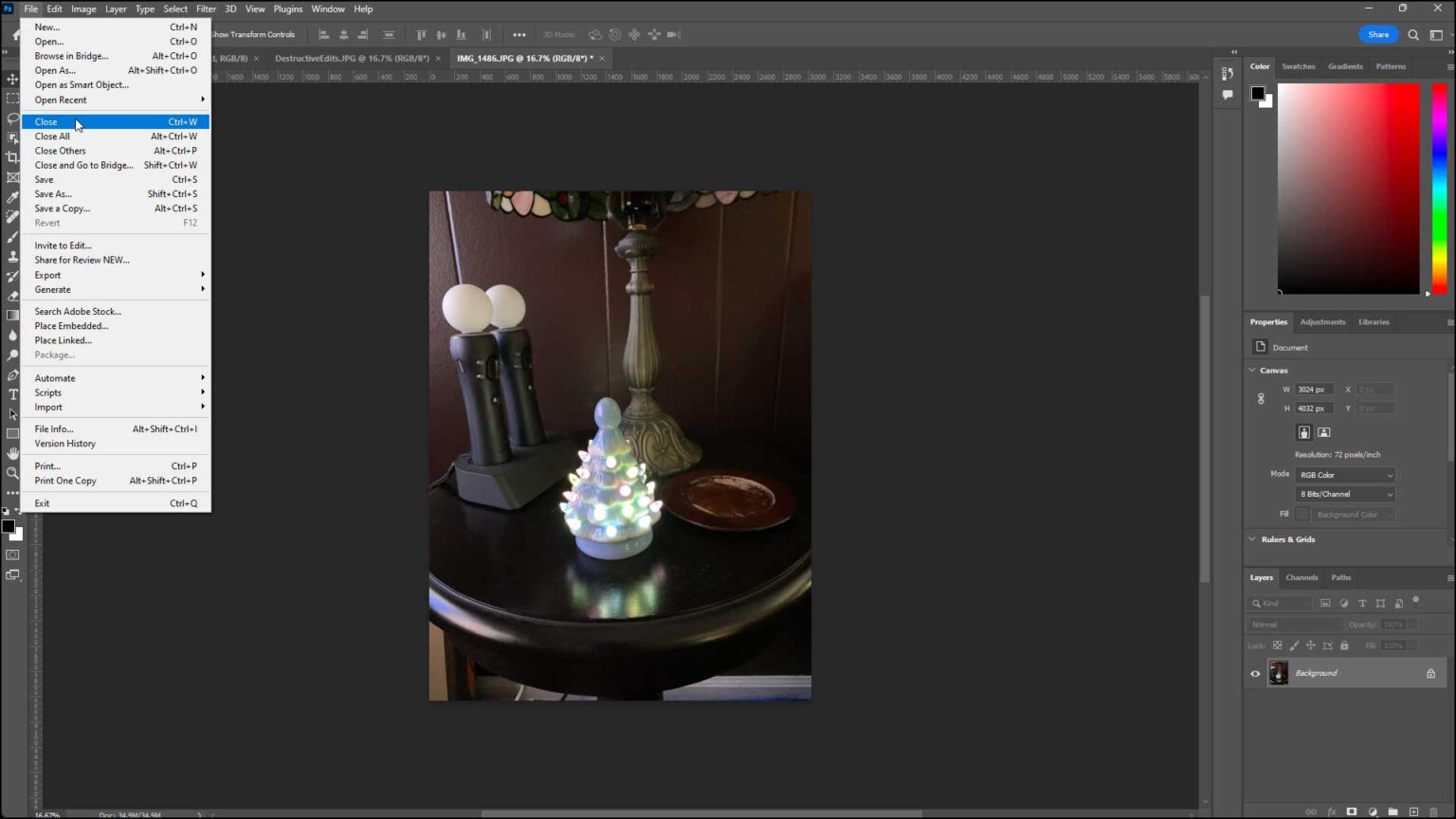 How to Close a File in Photoshop - Instructions
